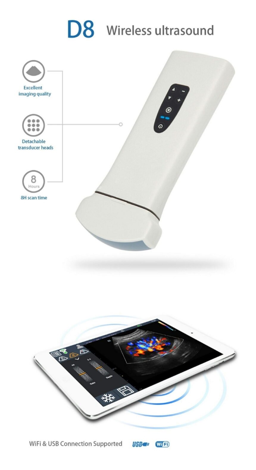 Youkey D8C and B Wifi Ultrasound probes - sonotech